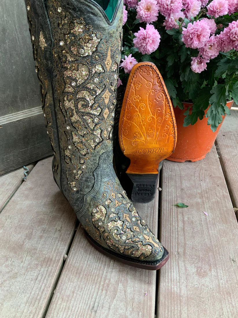 Corral Grey & Gold Boot A4231 – Boondocks Western Store llc
