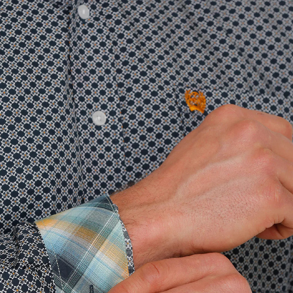 Cinch Mens Long Sleeve Button-Down Shirt In Navy MTW1105421 / MTW10542 ...